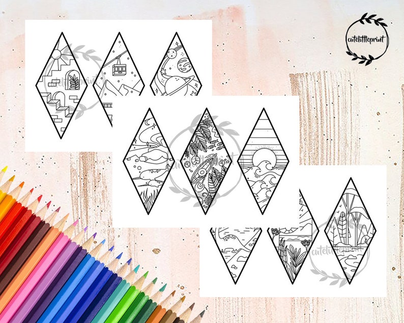 9 DREAMY Printable Coloring Bookmarks of Scenery, Printable Bookmarks ...