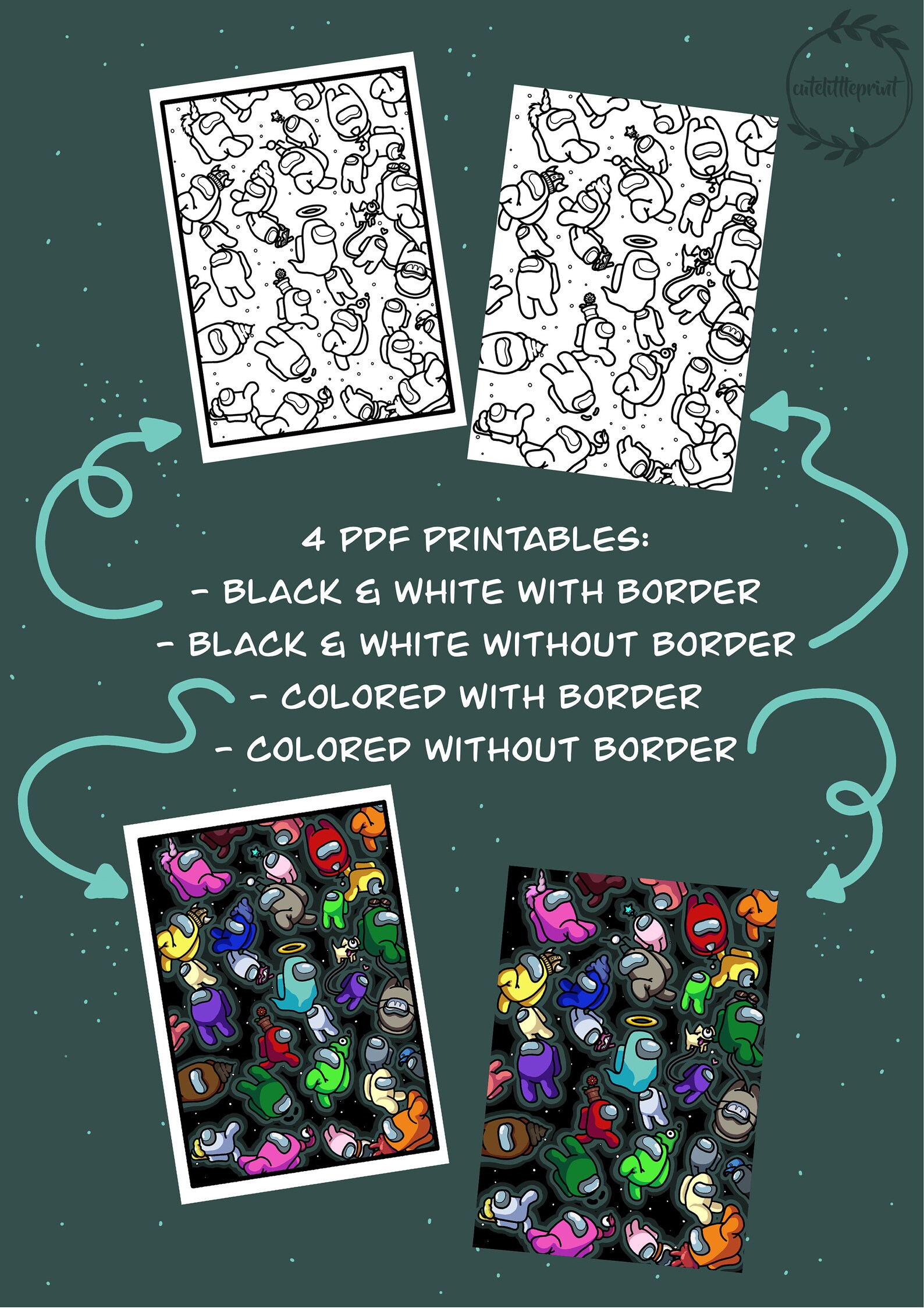 Among Us Colouring Page in Space, A4 Instant Download, Printable PDF ...