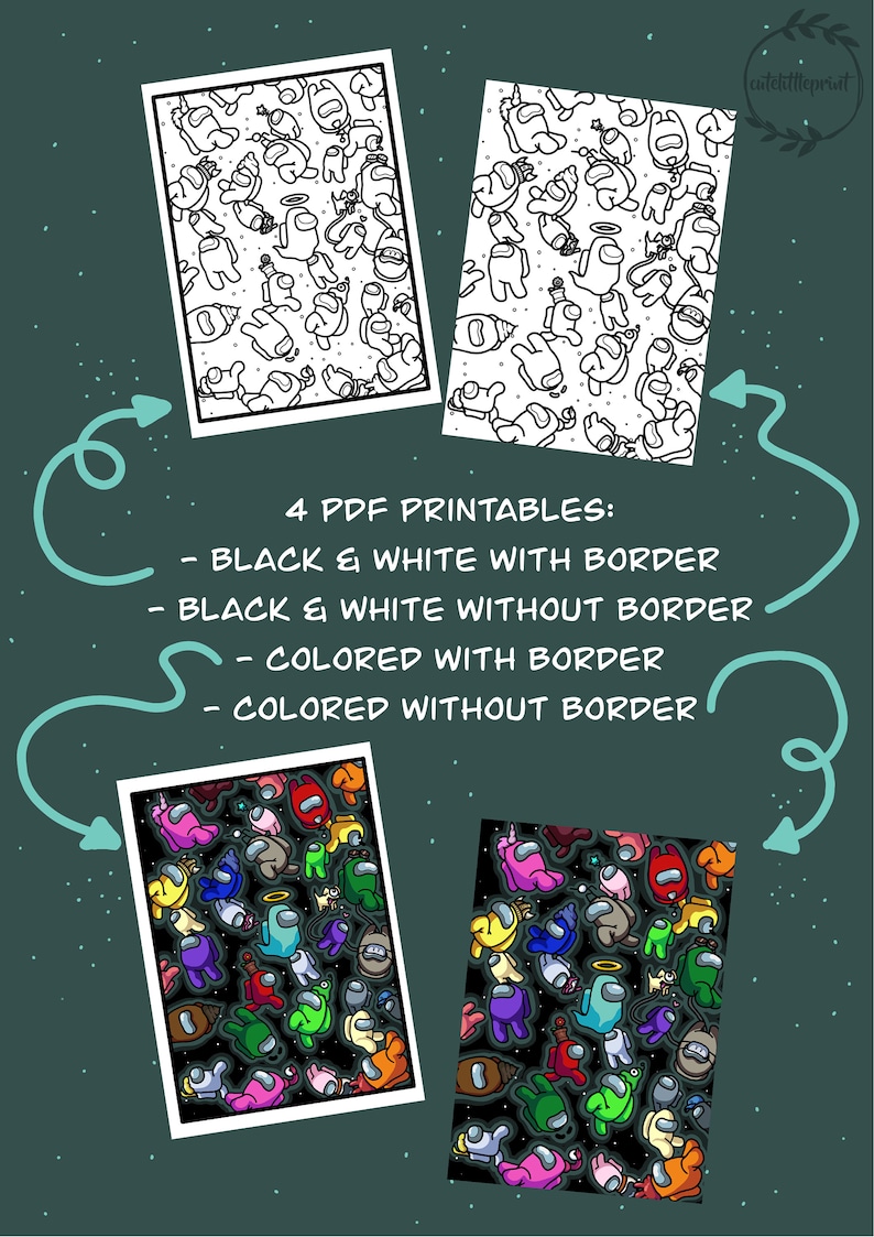 Among Us Colouring Page in Space, A4 Instant Download, Printable PDF ...