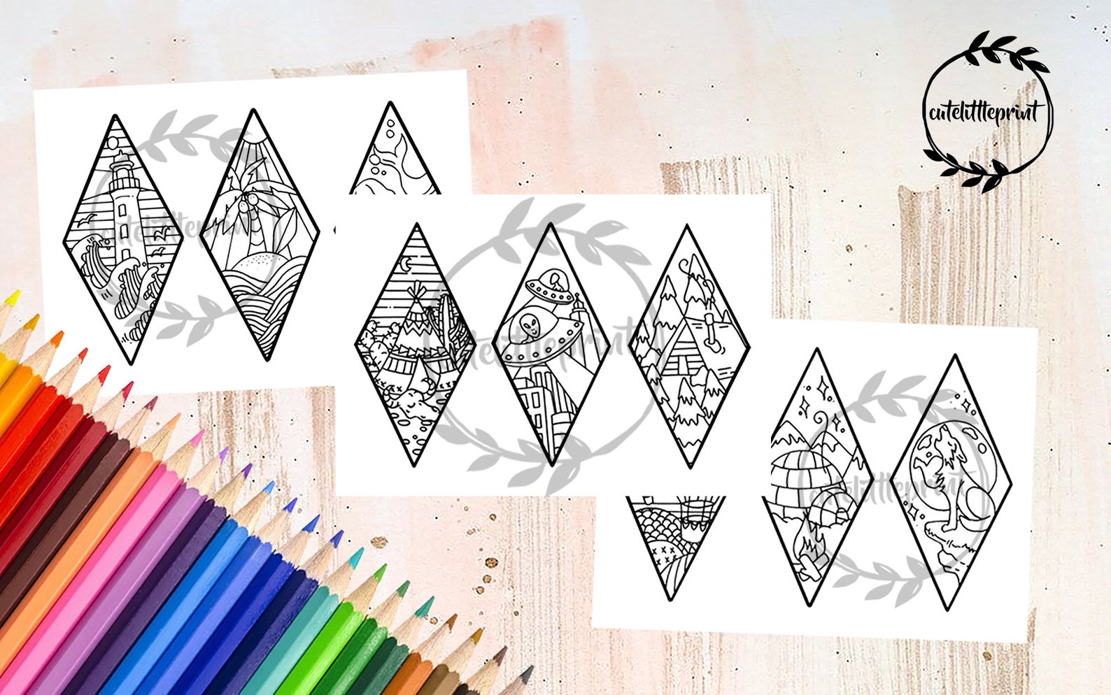 9 VACATION Printable Coloring Bookmarks of Scenery, Printable Bookmarks ...