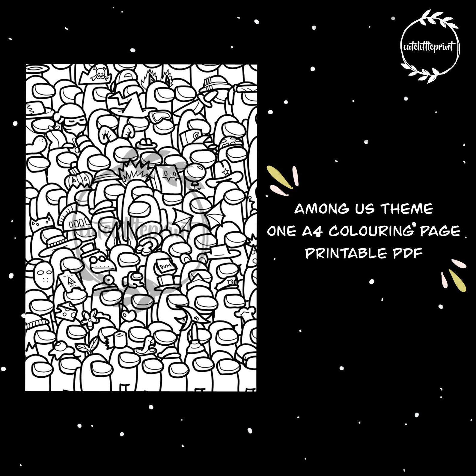 Among Us Colouring Page, A4 Instant Download, Printable PDF, You Look ...