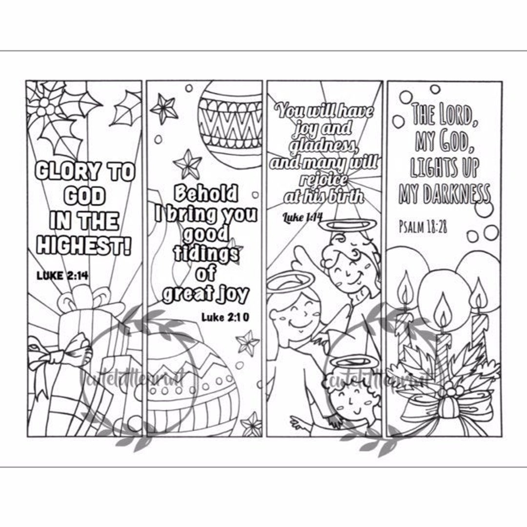 Set of 4 Christmas Color-your-own Bookmarks With Bible Verses, INSTANT ...