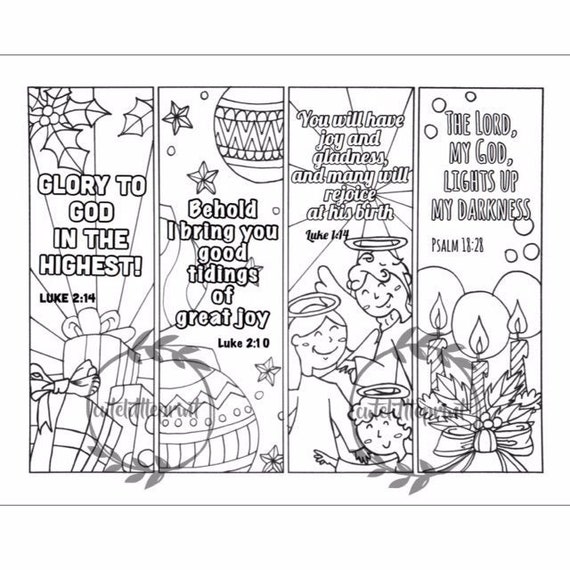 Set of 4 Christmas Color-your-own Bookmarks With Bible Verses | Etsy