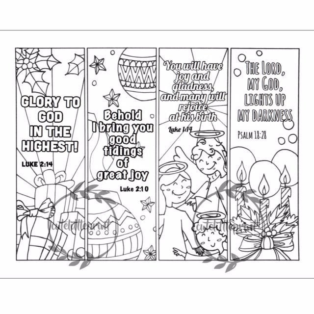 Set of 4 Christmas Color-your-own Bookmarks With Bible Verses, INSTANT ...