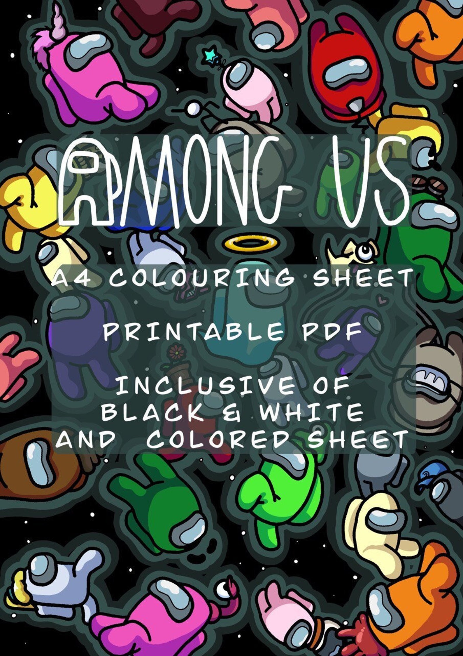 Among Us Colouring Page in Space, A4 Instant Download, Printable PDF ...