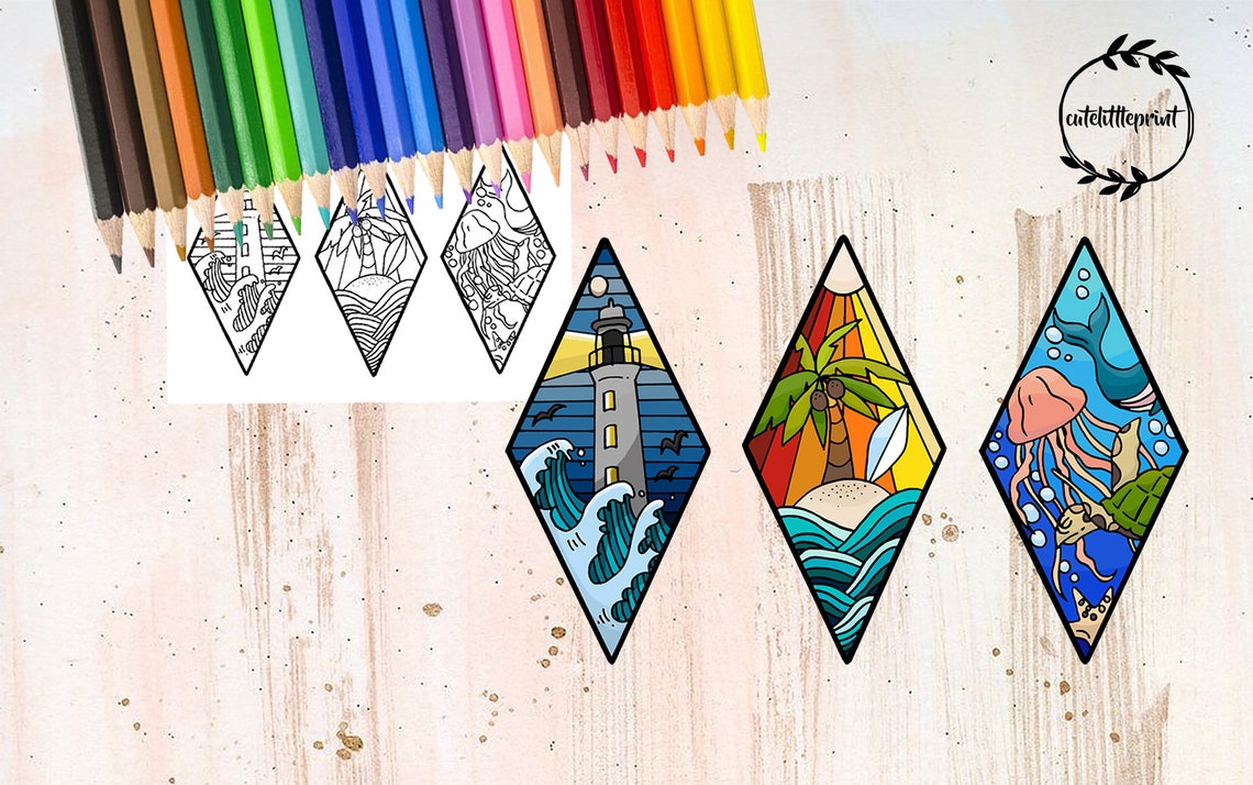 9 VACATION Printable Coloring Bookmarks of Scenery, Printable Bookmarks ...