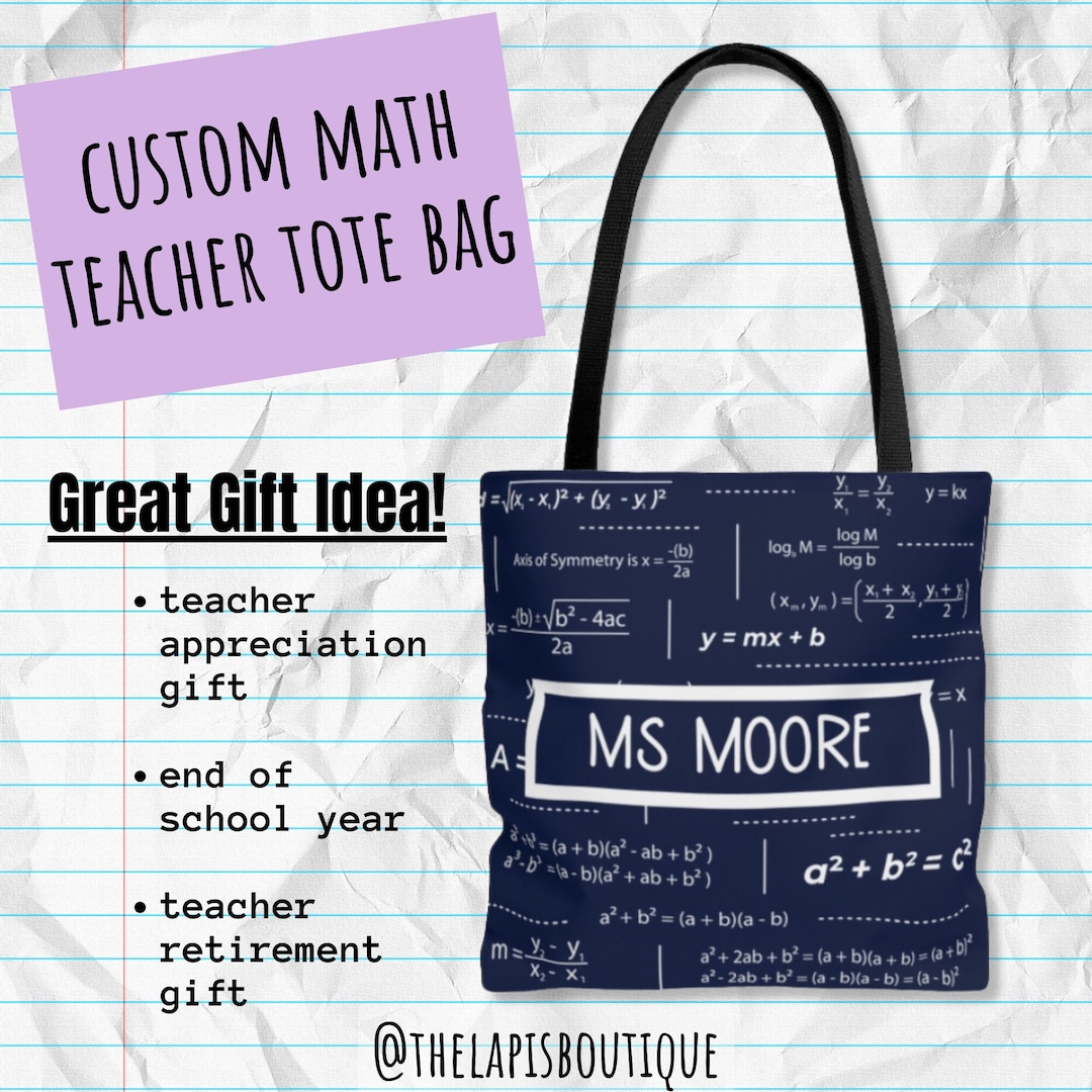 Math Teacher Tote Bag: Formula Print, High School Gift - Etsy