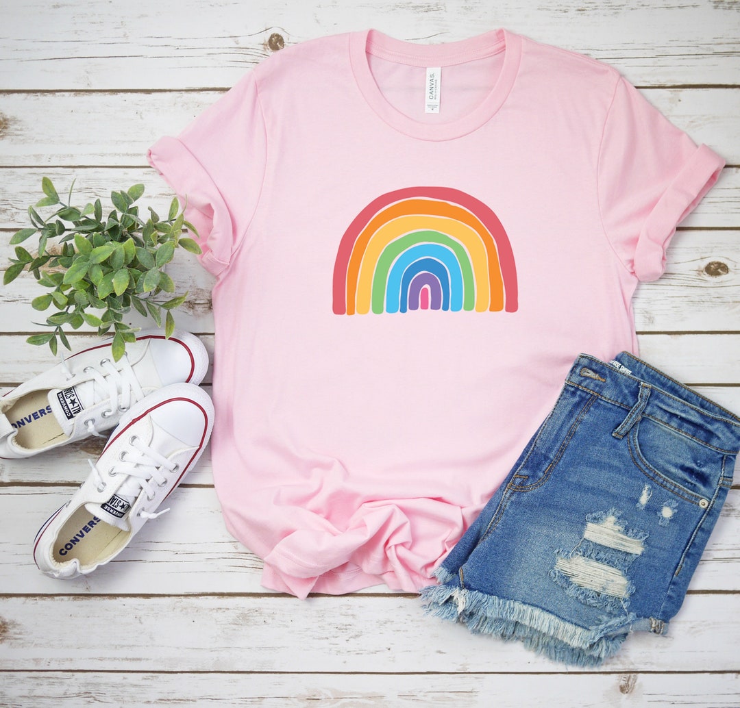 Rainbow Tshirt Choose Happy Women's Clothing Unisex Tshirt Good Vibes ...