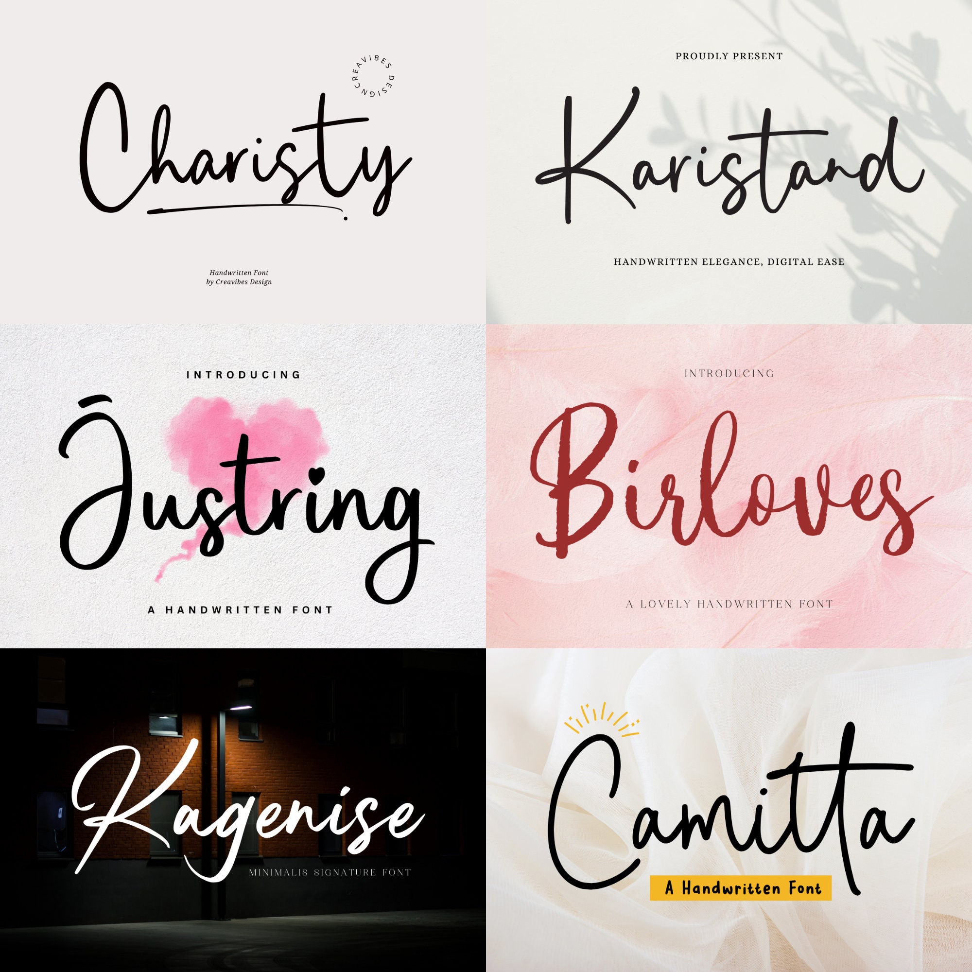 50 Handwritten Font Bundle Cricut Canva Font Script Font Fonts Digital ...