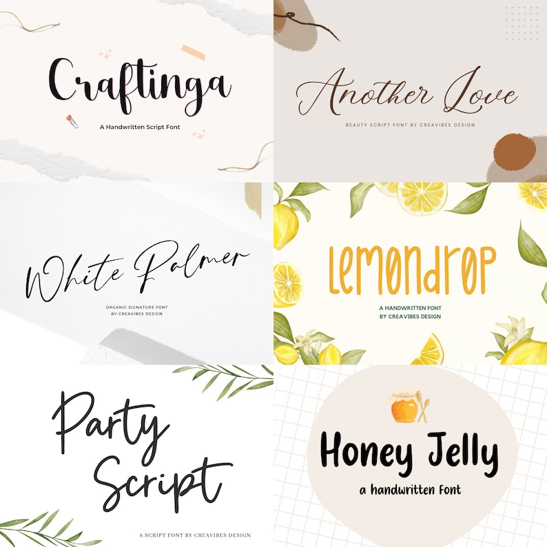 50 Handwritten Script Font Bundle | Cricut & Canva Fonts - Etsy