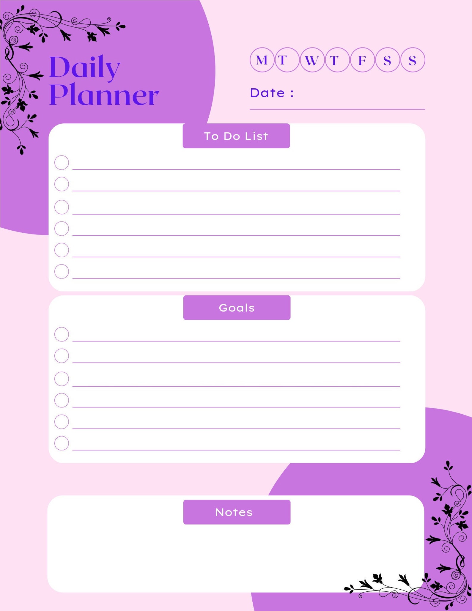 Daily Planner, Download Pdf Printable - Etsy