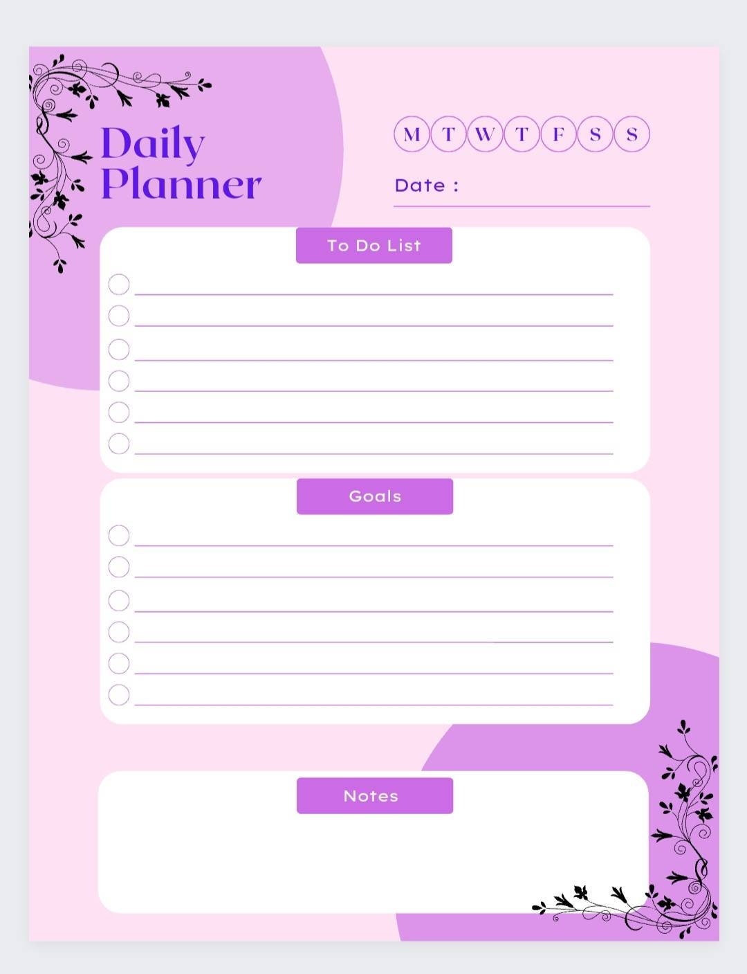 Daily Planner, Download Pdf Printable - Etsy