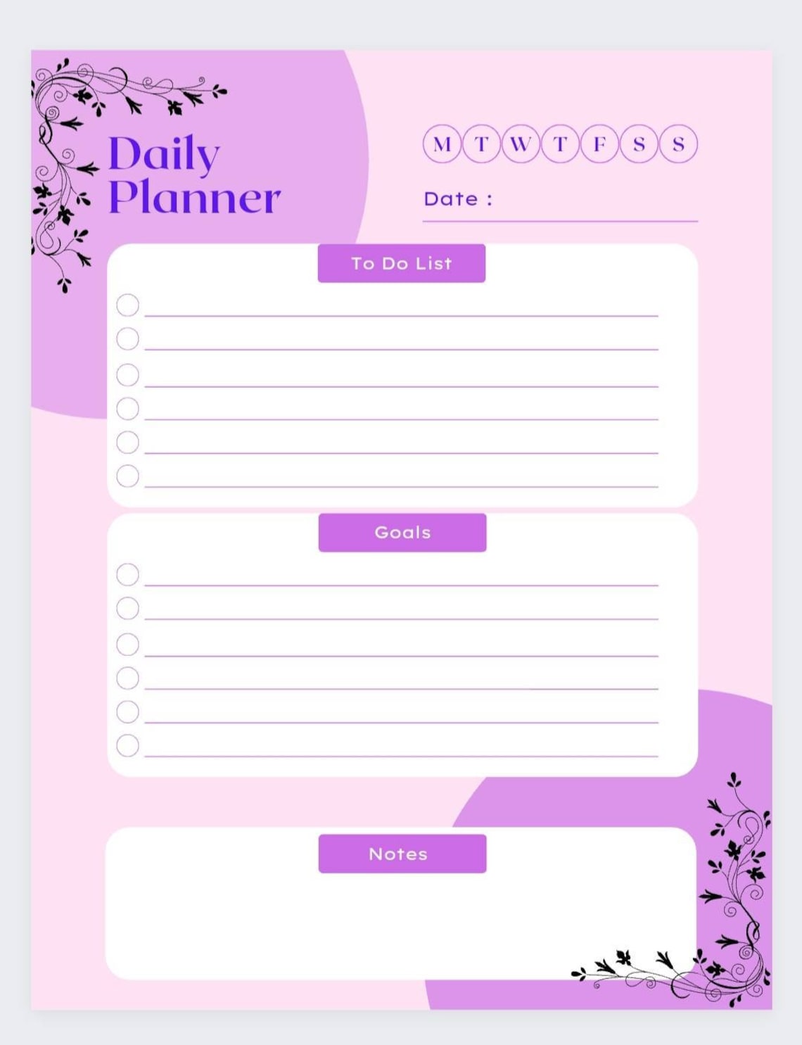 Daily Planner, Download Pdf Printable - Etsy