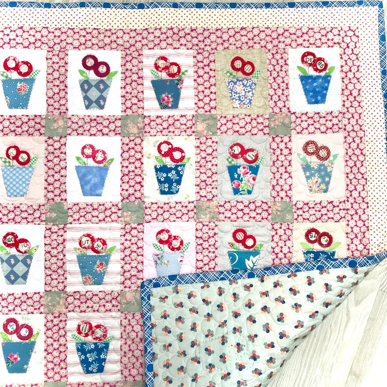 Blue Flower Pots Quilt Pattern - Etsy