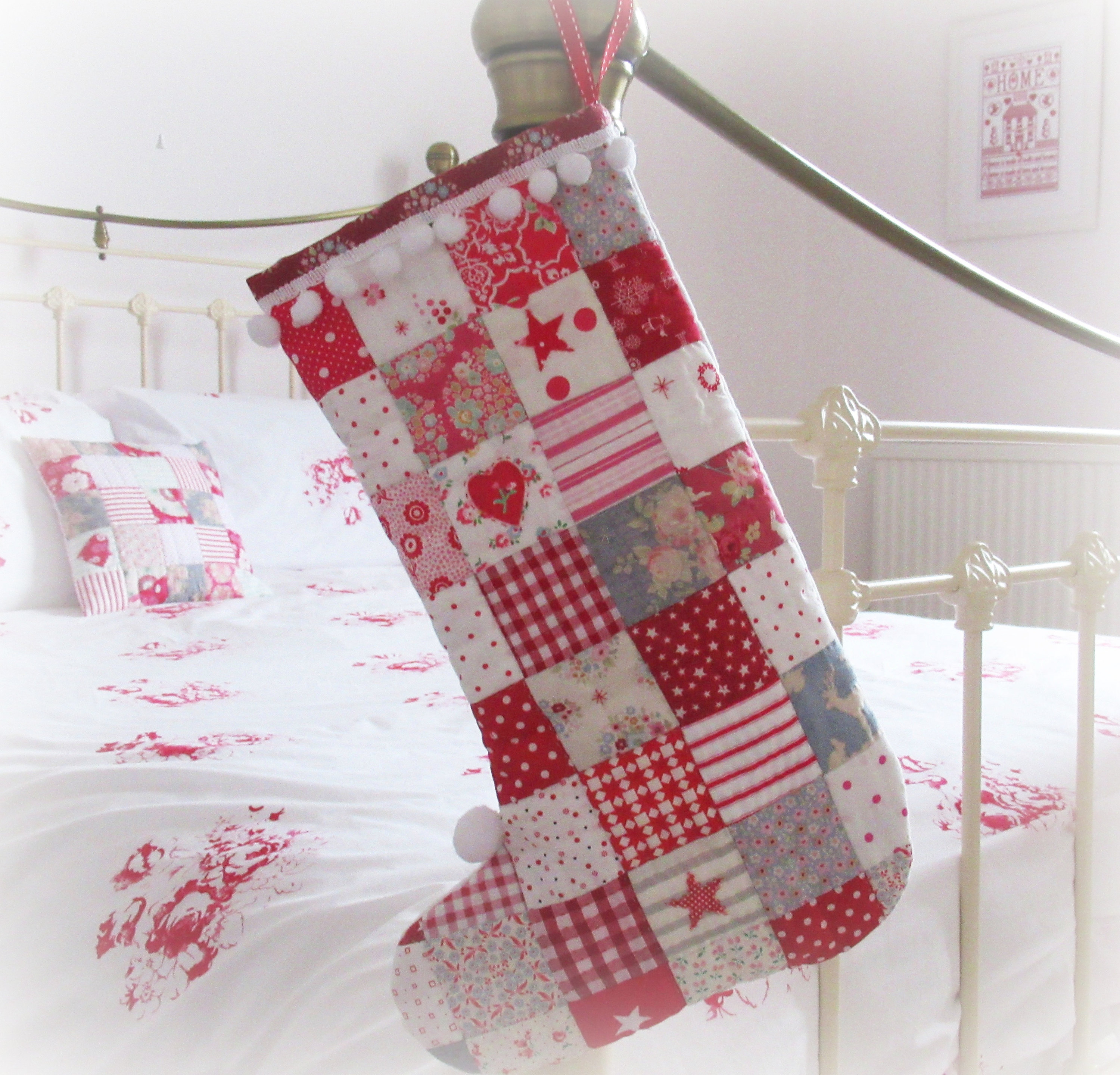 Red Patchwork Christmas Stocking Pattern - Etsy UK