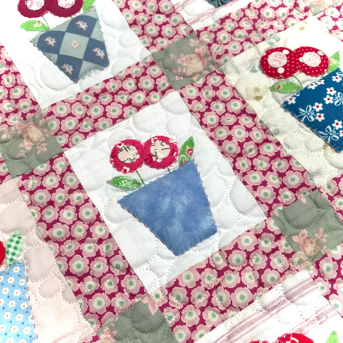 Blue Flower Pots Quilt Pattern - Etsy