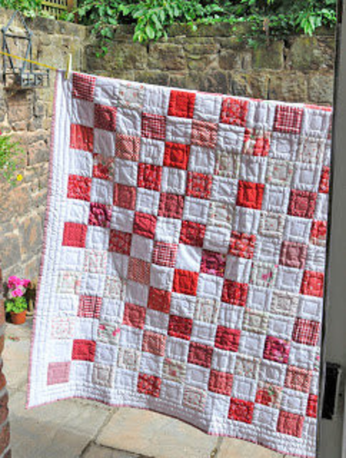 Red & White Checkerboard Quilt Pattern - Etsy