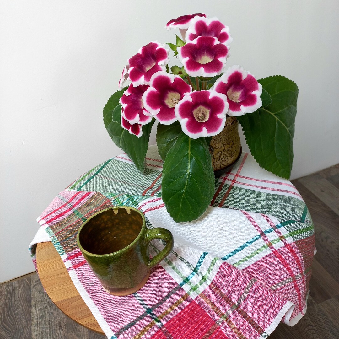 Scandi Christmas Small Tablecloth – Vintage Swedish Woven Red Green ...