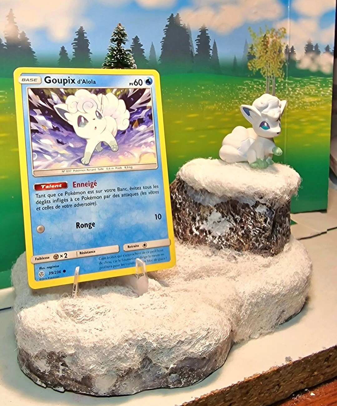 Alola Vulpix Diorama/figure in a Snowy Landscape With Pokémon Card ...