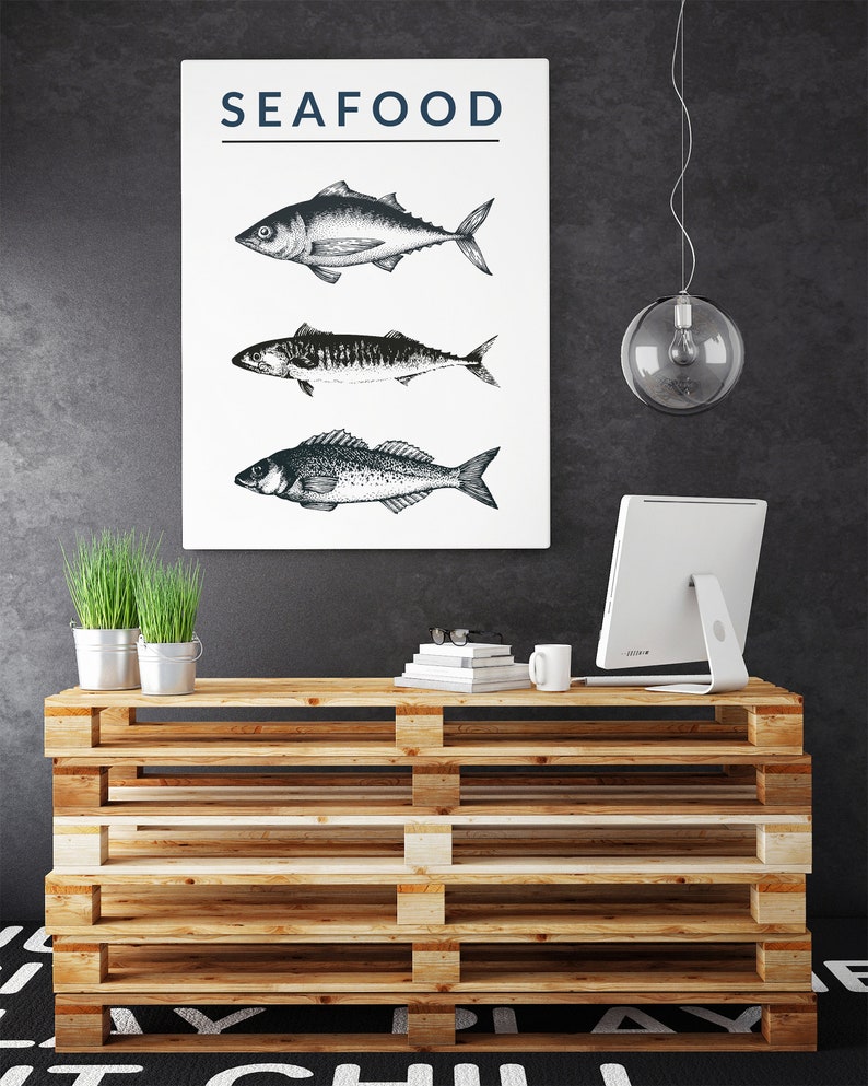 Poster Seafood Fish poster Seafood print | Etsy
