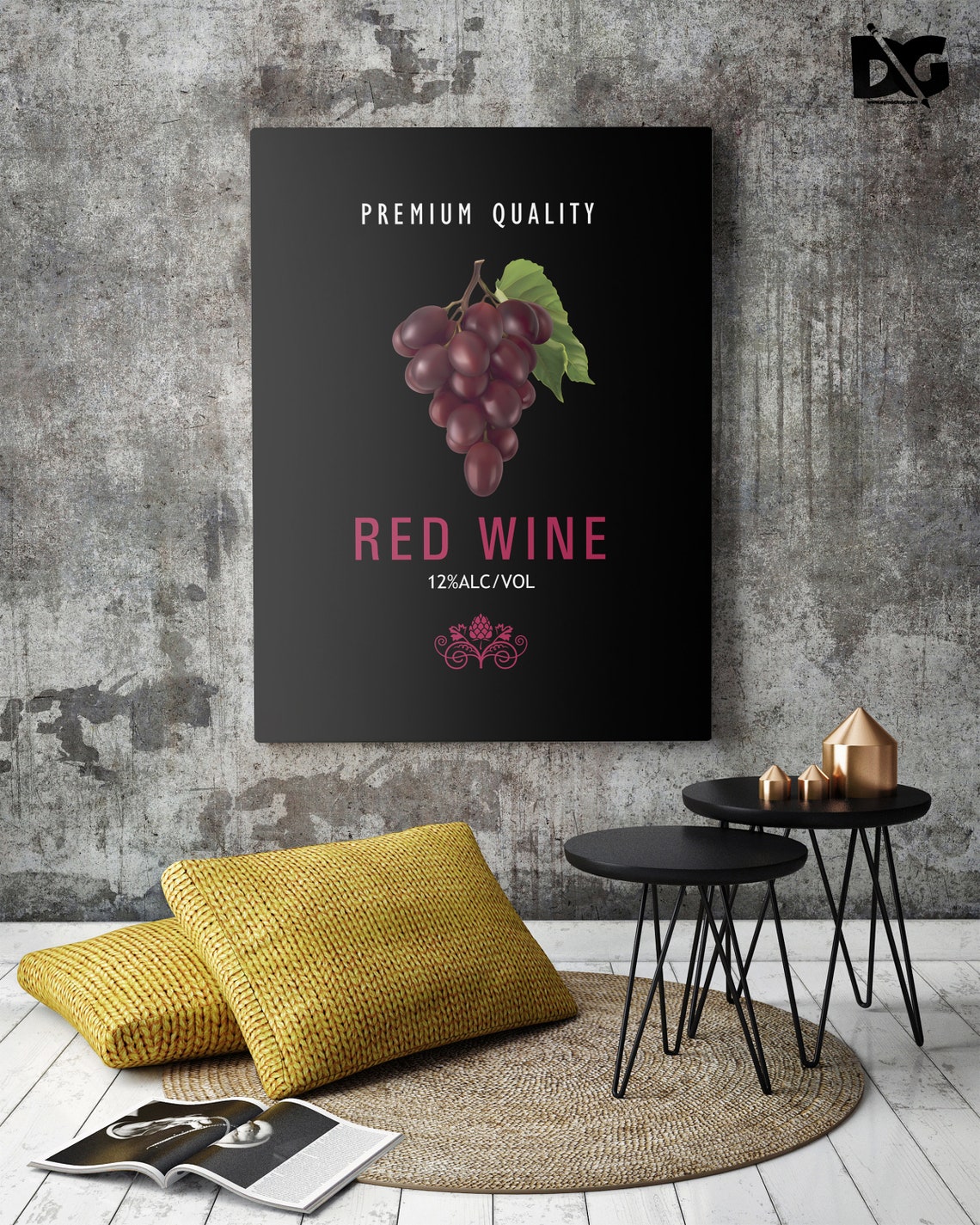 Wijn poster, Rode wijn label - Etsy Nederland