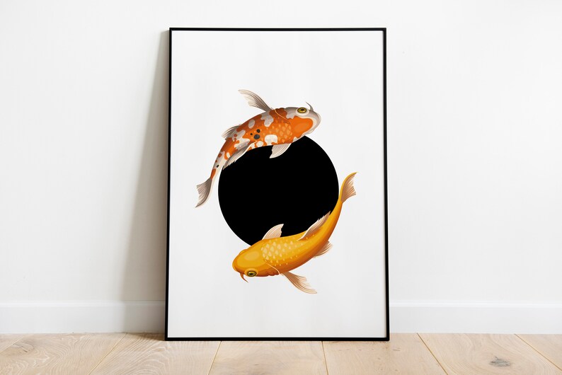 Poster Two Koi Carp, Fish Artwork - Etsy