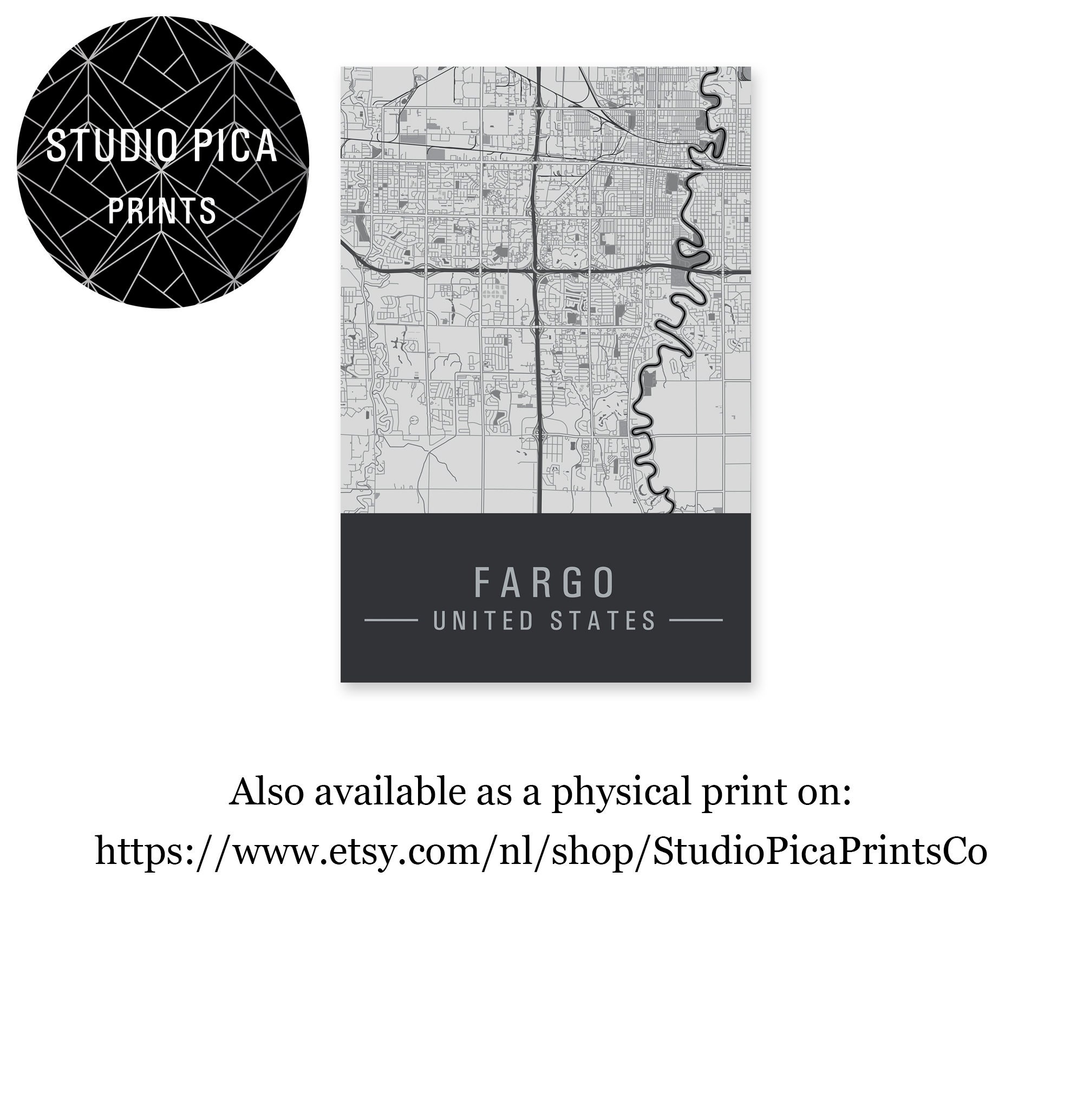 Poster Map of Fargo Fargo Print - Etsy UK