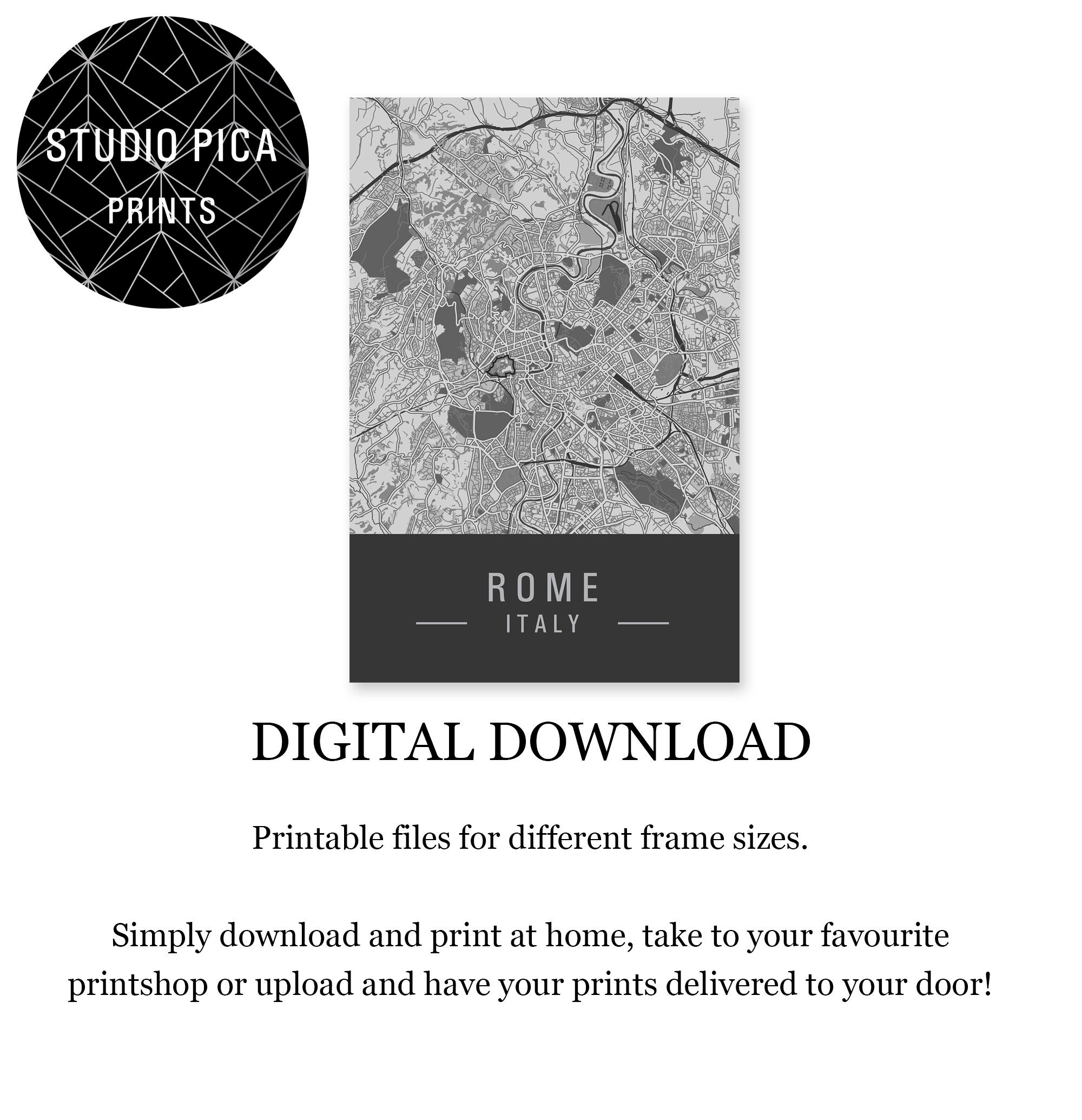 Poster Map of Rome Rome Travel Print - Etsy