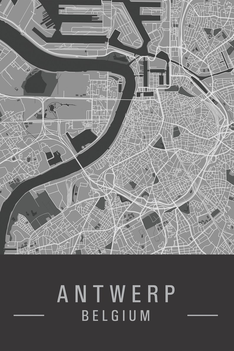 Poster Map of Antwerp, Street Map Antwerp - Etsy