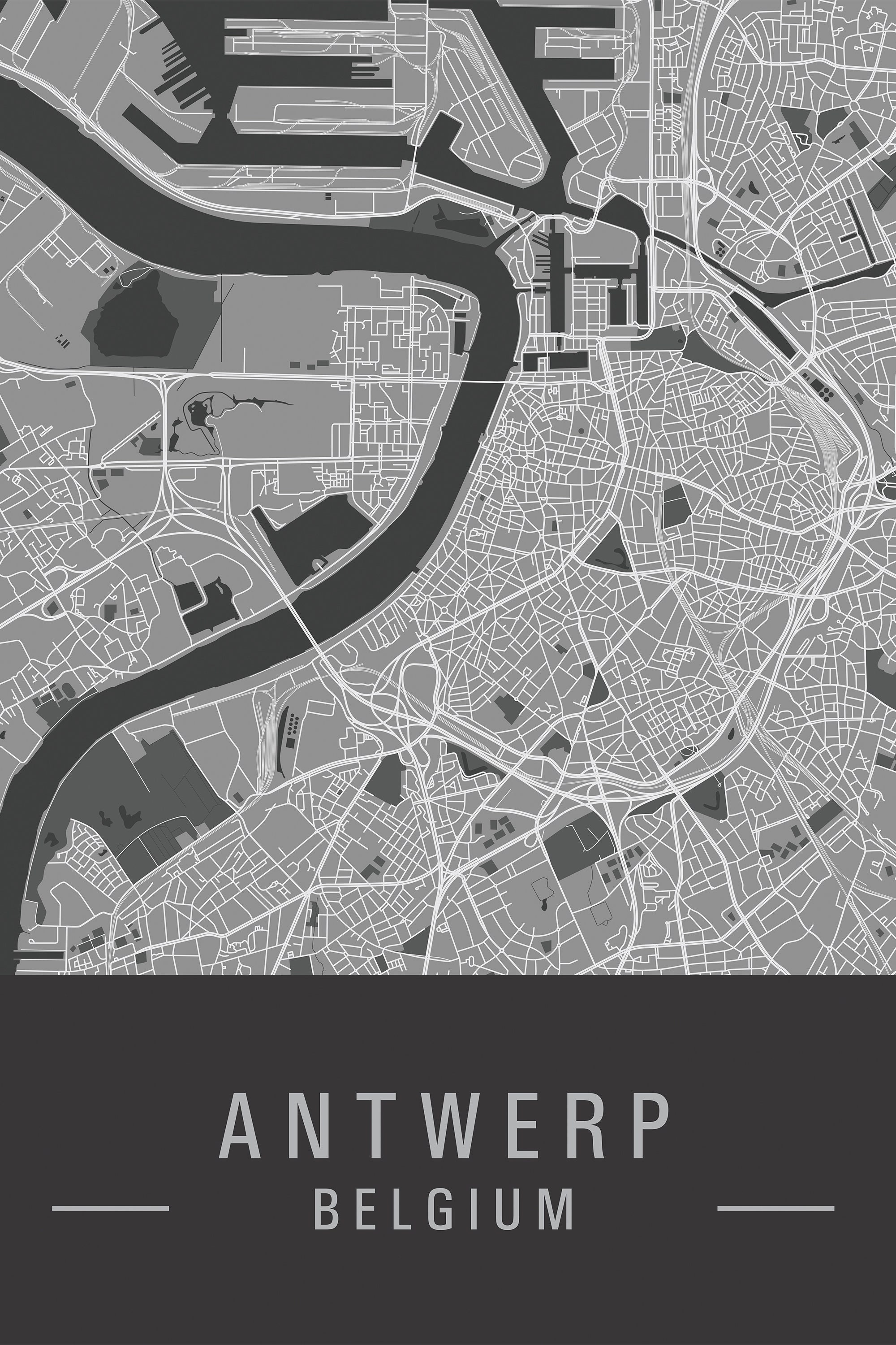 Poster Map of Antwerp, Street Map Antwerp - Etsy