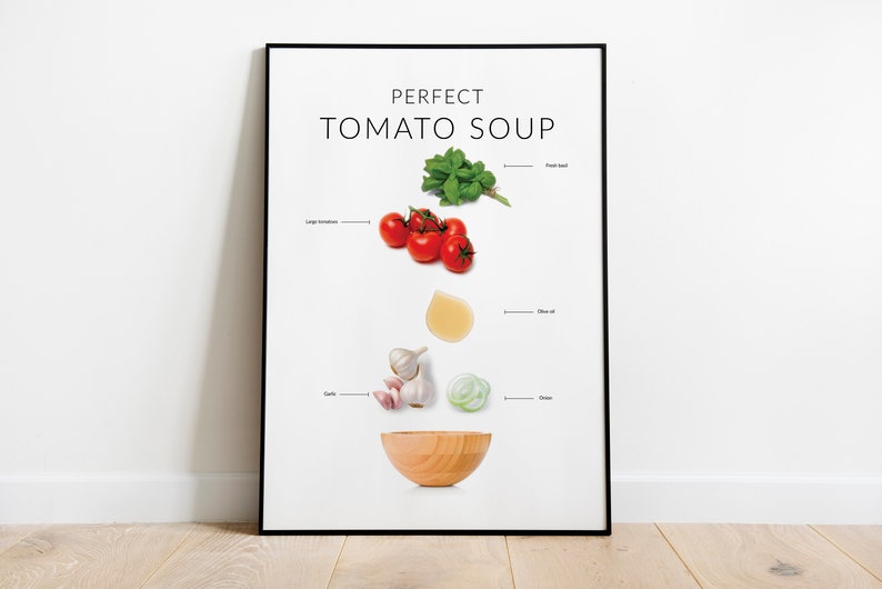 Food poster Tomato soup infographic Soup poster | Etsy