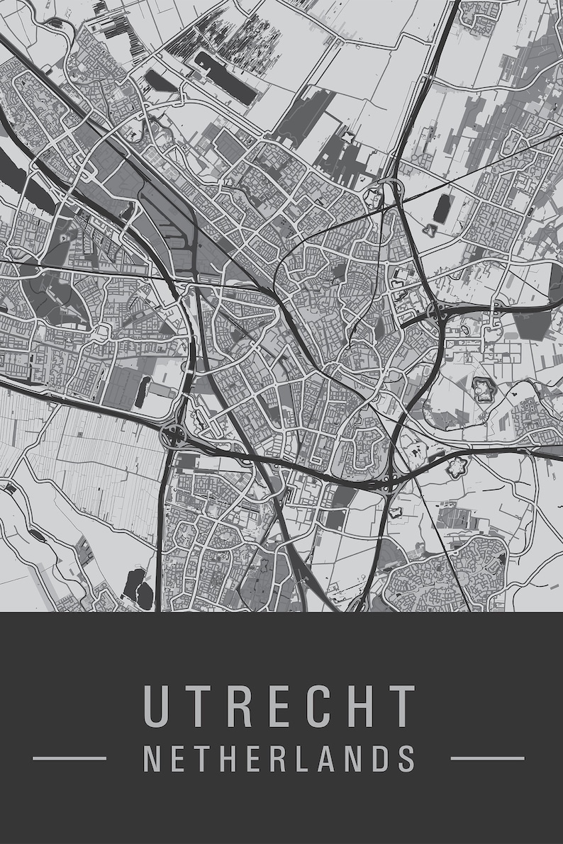 Poster Map of Utrecht Utrecht Art Print | Etsy