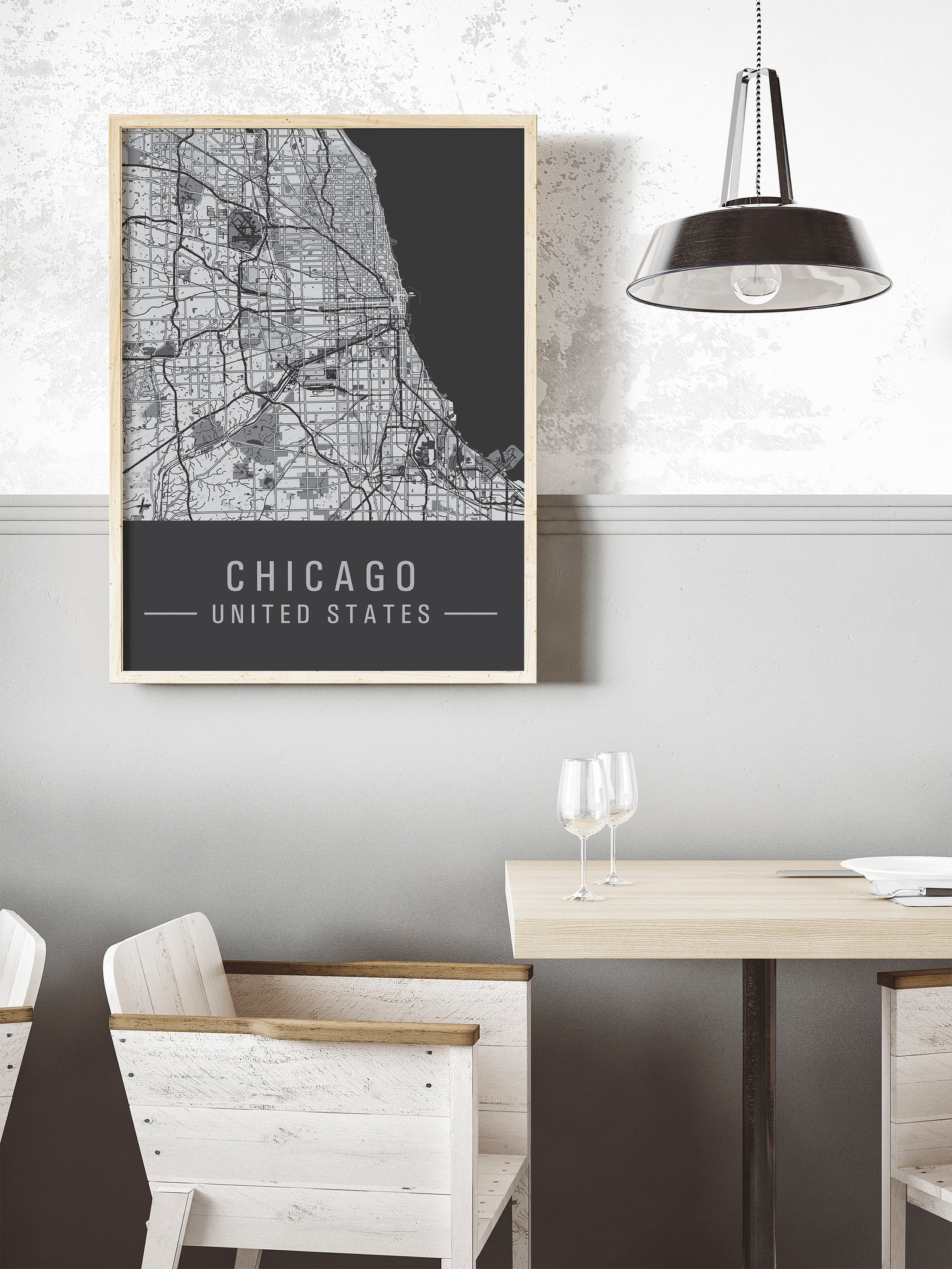 Poster map of Chicago Chicago print | Etsy