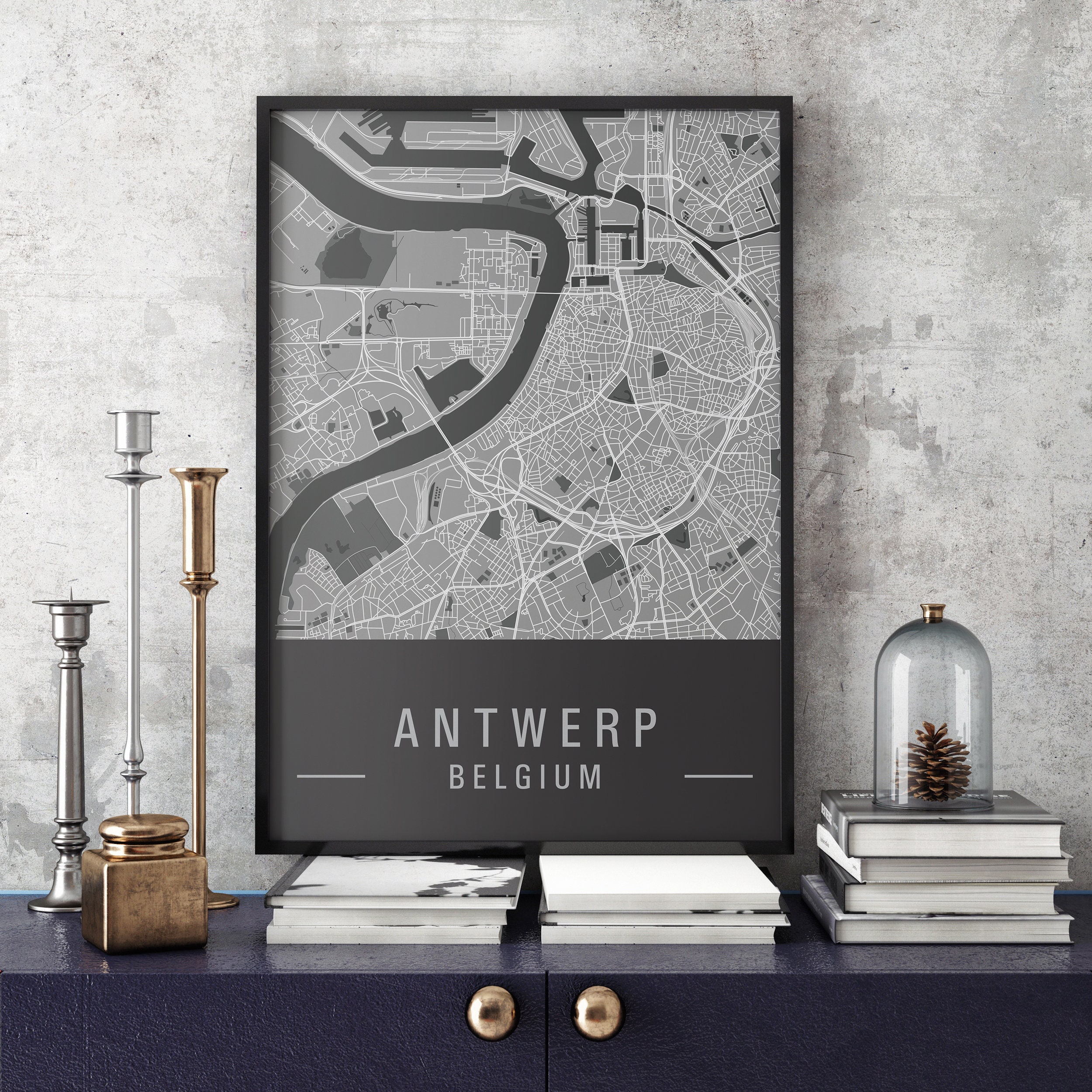 Poster Map of Antwerp Street Map Antwerp - Etsy