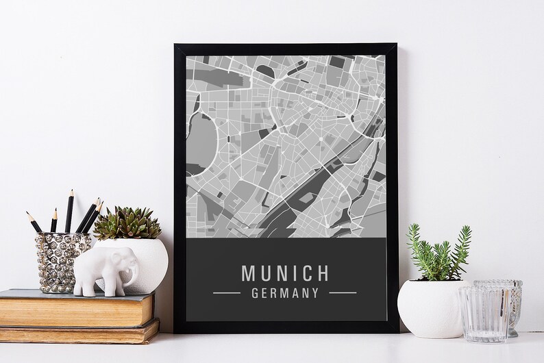 Poster Map of Munich Munich Art Print | Etsy