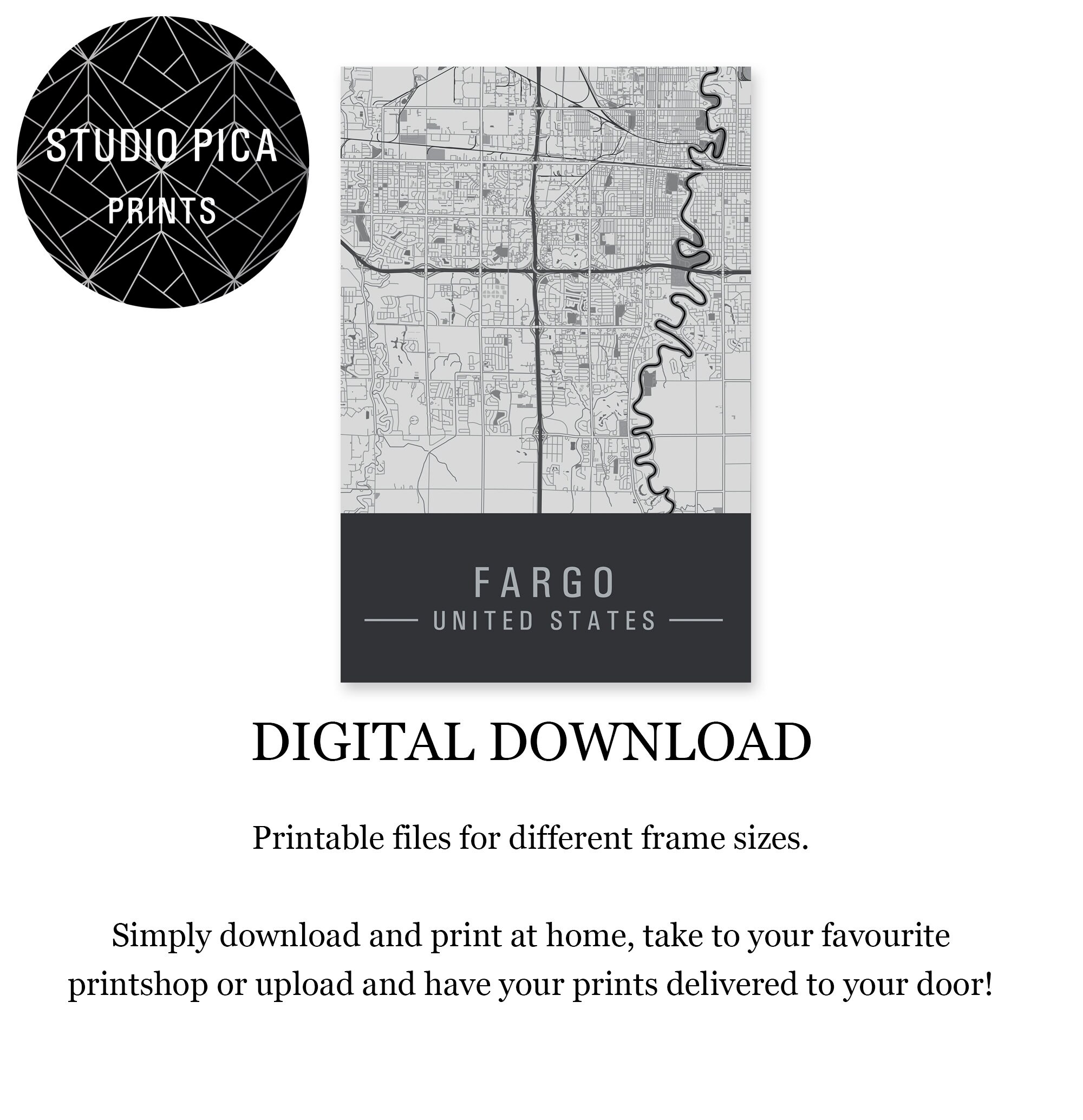 Poster Map of Fargo Fargo Print - Etsy