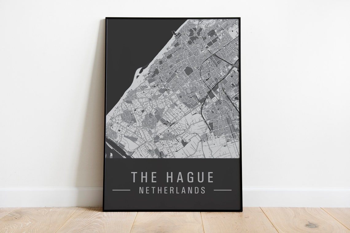 Poster kaart van Den Haag, Plattegrond Den Haag, Den Haag City Print ...