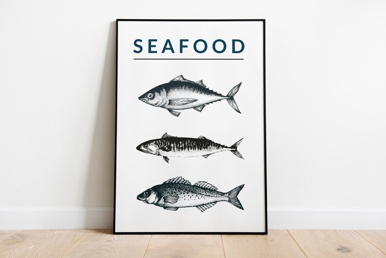 Poster Seafood Fish Poster Seafood Print - Etsy