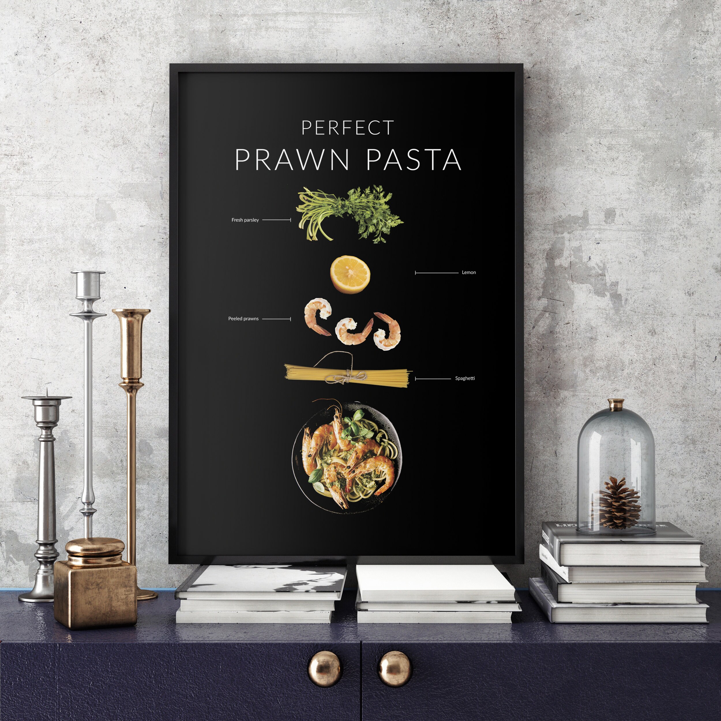 Poster prawn pasta infographic Pasta poster - Etsy Nederland
