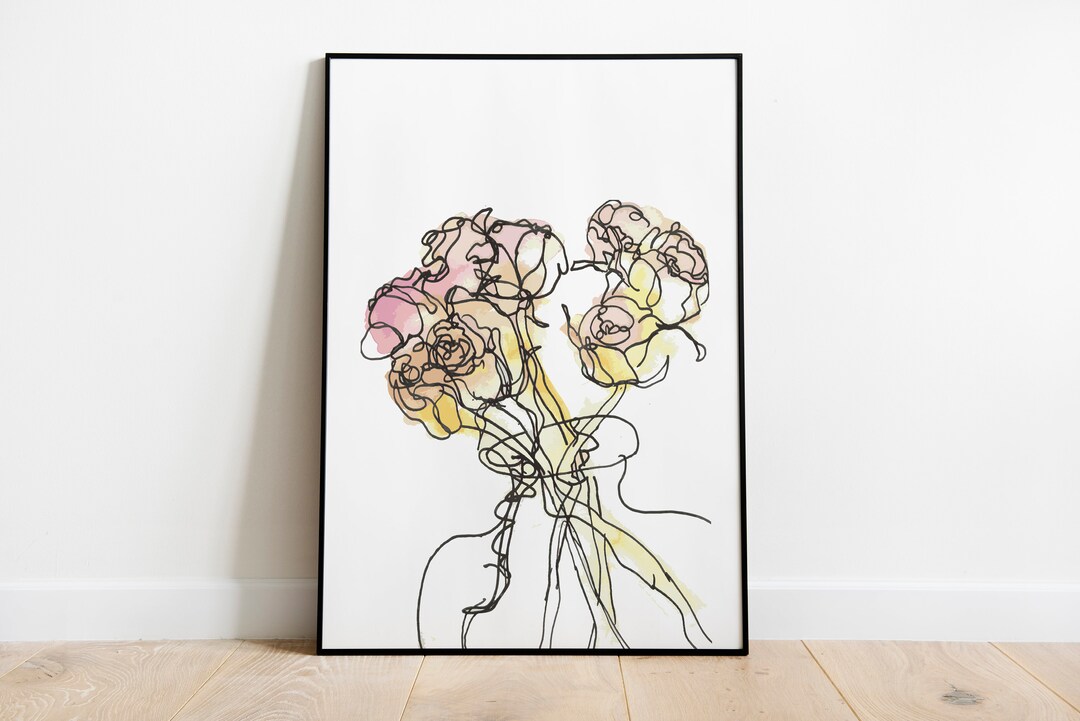 Line Drawing Rose, Minimal Art - Etsy