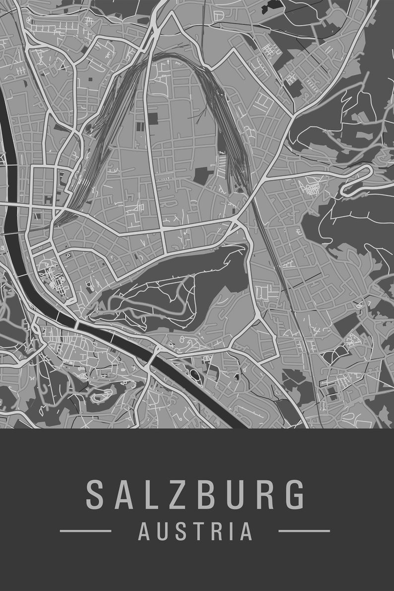 Poster Map of Salzburg Salzburg Art Print - Etsy