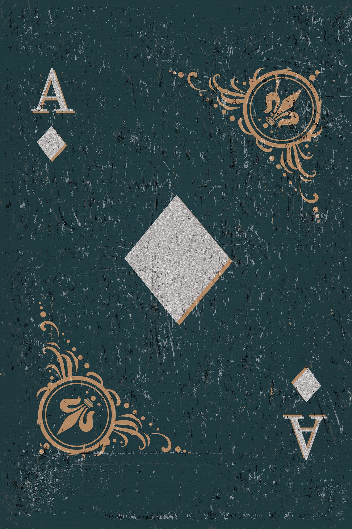 Poster ruiten aas Kaartspel Poster - Etsy Nederland