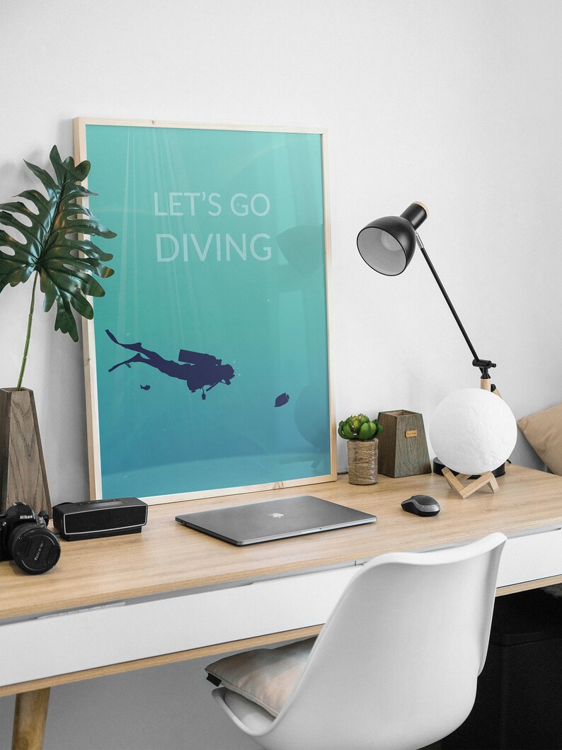 Poster Let's go diving Avontuur poster - Etsy Nederland