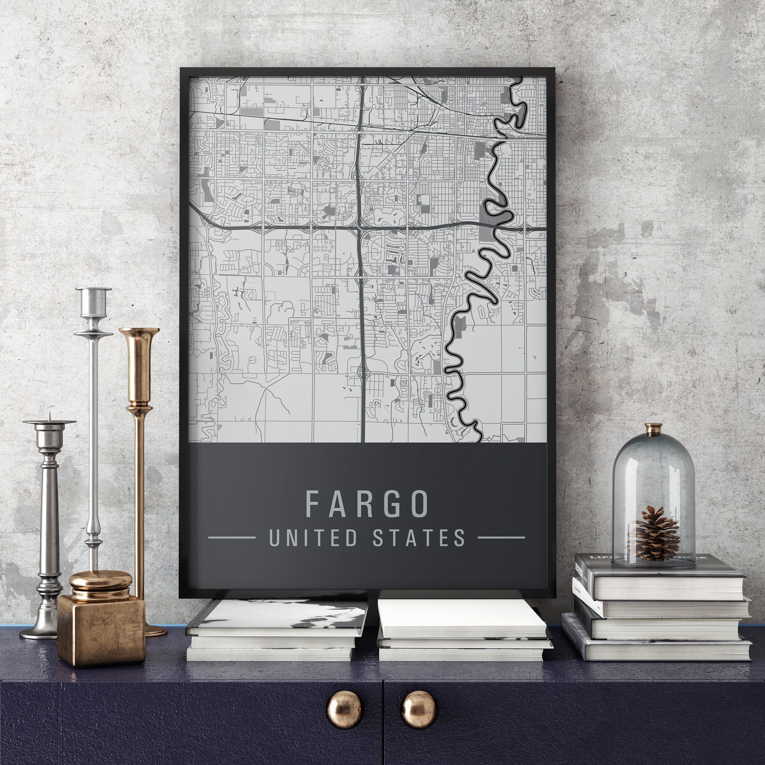 Poster Map of Fargo Fargo Print - Etsy