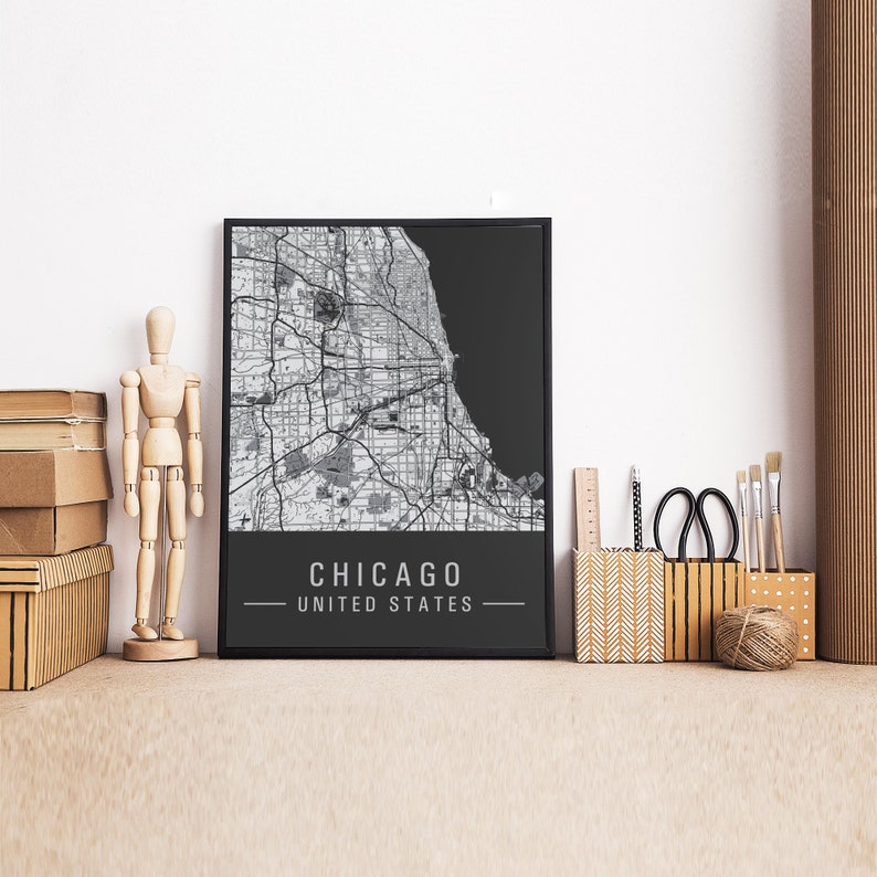 Poster Map of Chicago Chicago Print - Etsy