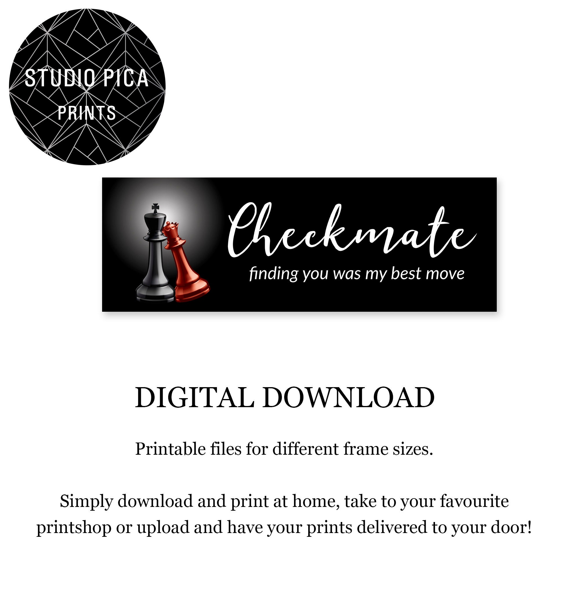 Poster Checkmate, Schaak Poster King and Queen, Schaak Print - Etsy