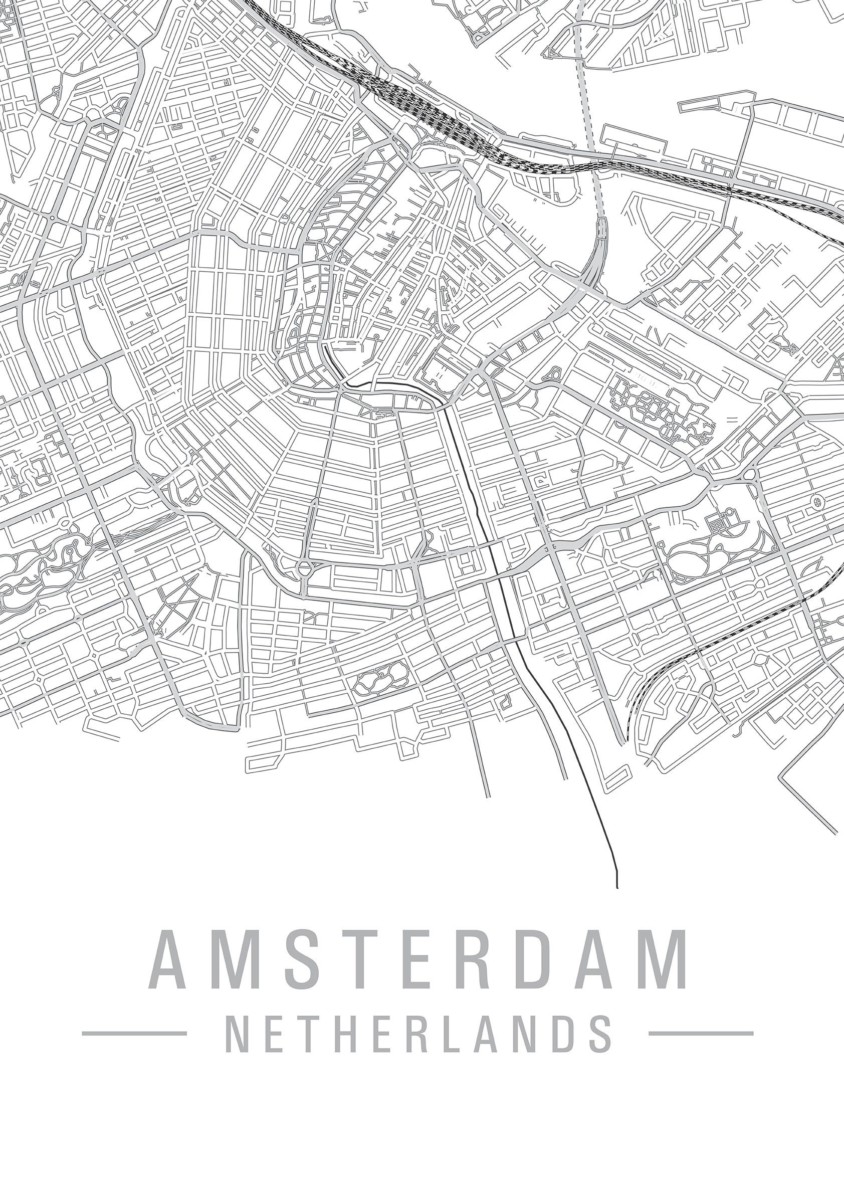 Poster Map of Amsterdam Amsterdam City Print - Etsy Canada