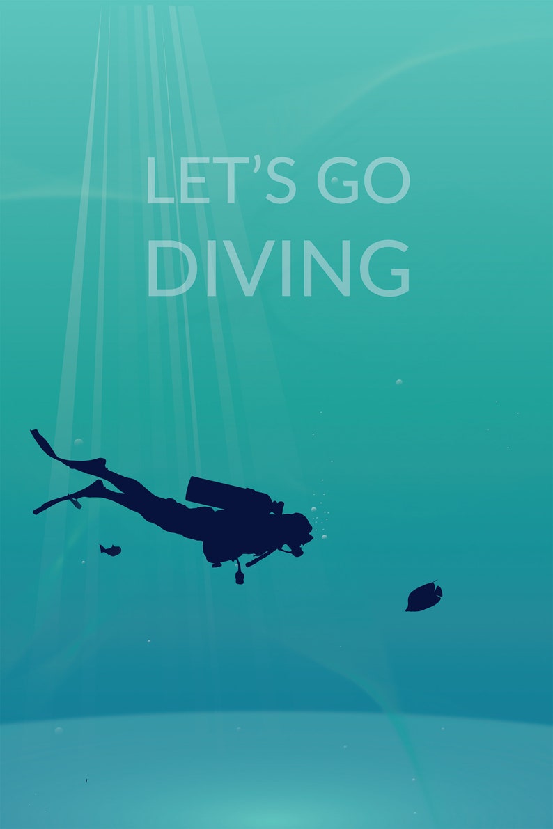 Poster Let's go diving Avontuur poster - Etsy Nederland