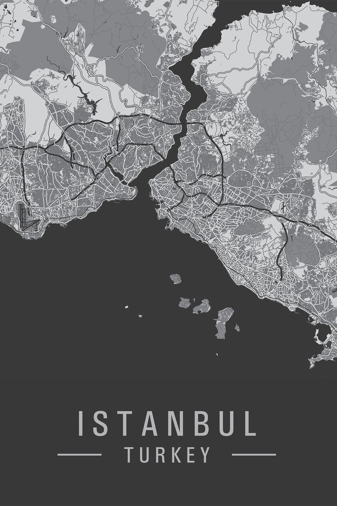 Poster Map of Istanbul, Istanbul Street Map - Etsy Canada