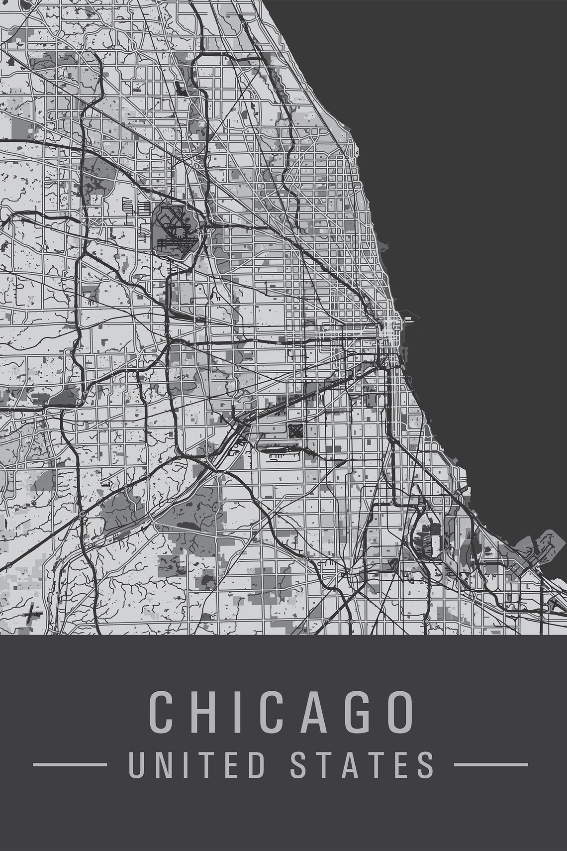 Poster Map of Chicago Chicago Print - Etsy